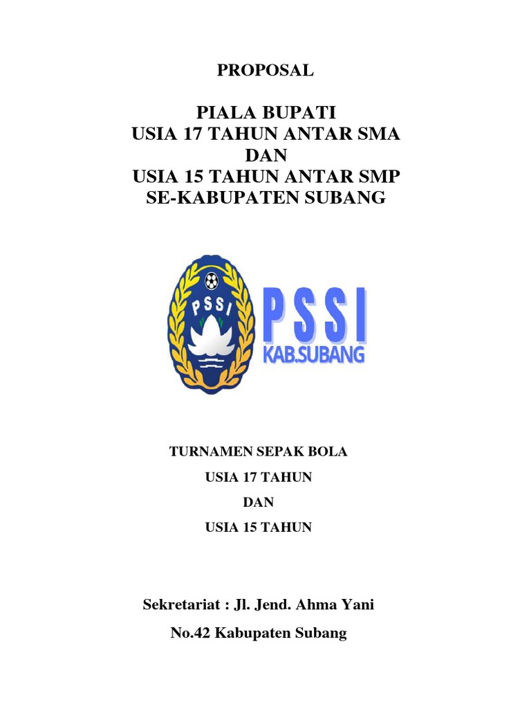 Proposal Piala Bupati Subang Tahun 2024 | PDF