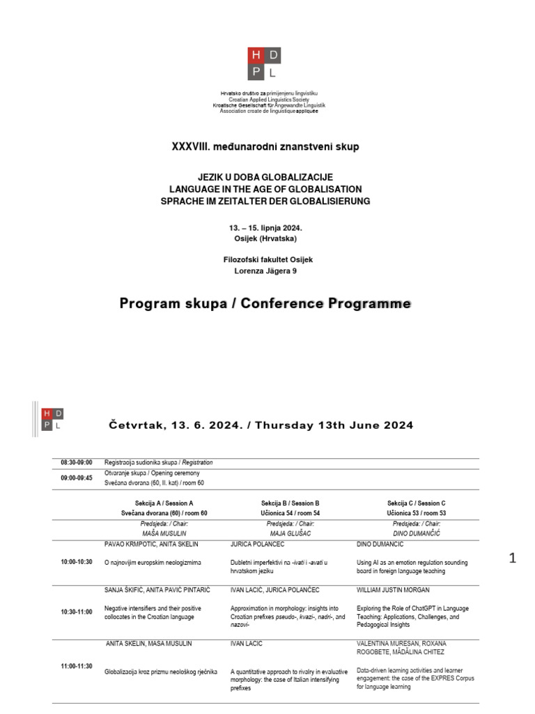 Program Skupa HDPL-A 2024. | PDF