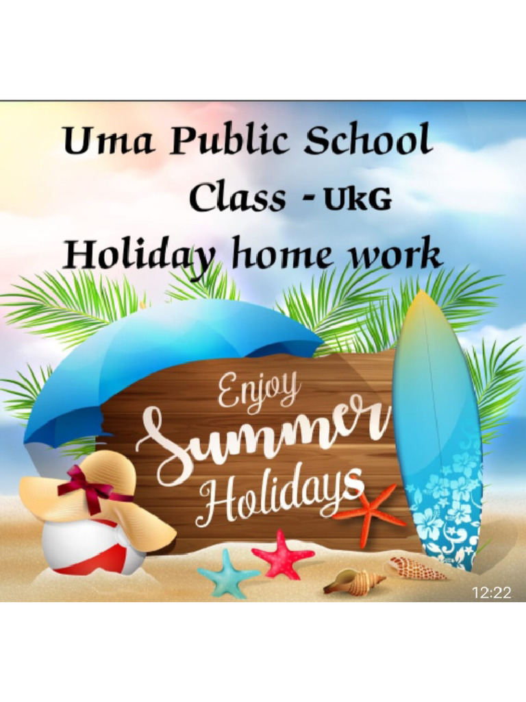 UKG Class Holiday Homework | PDF