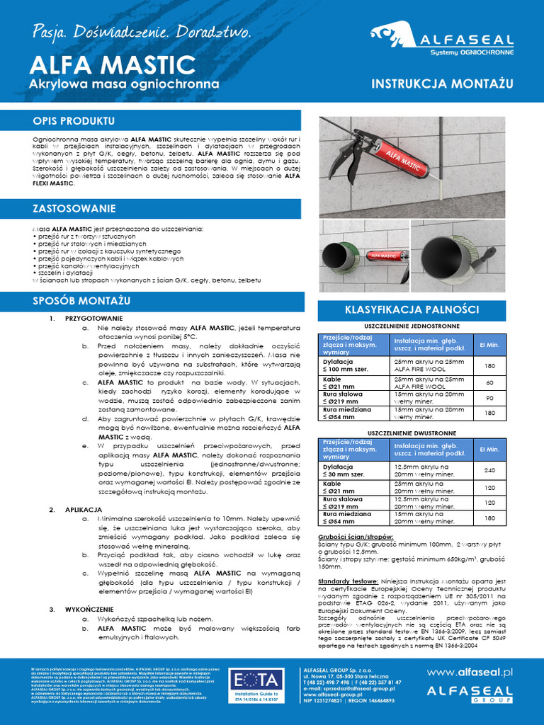 Alfa Mastic Instrukcja Montazu Full PW 1.8 | PDF