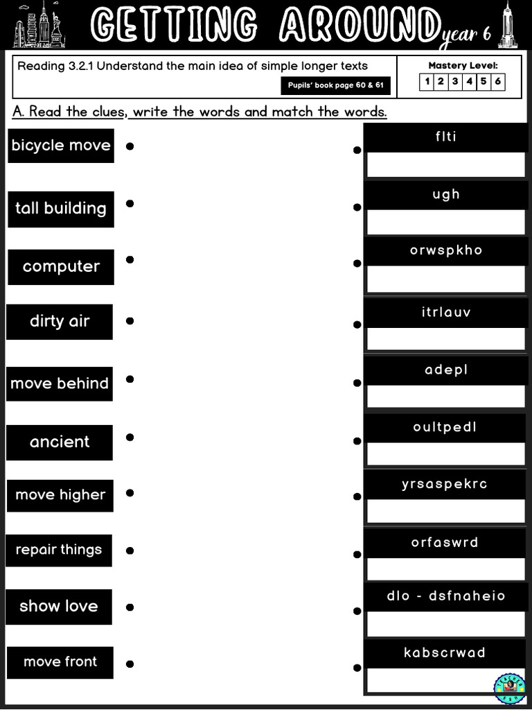 Year 6 English: Getting Around Worksheet | PDF
