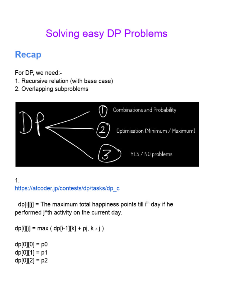 CodeISM Class 19 (Solving Easy DP Problems) | PDF | Computer Programming | Algorithms