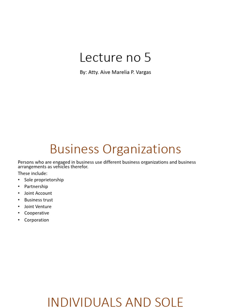 Lecture No 5 Business Law | PDF | Partnership | Corporations