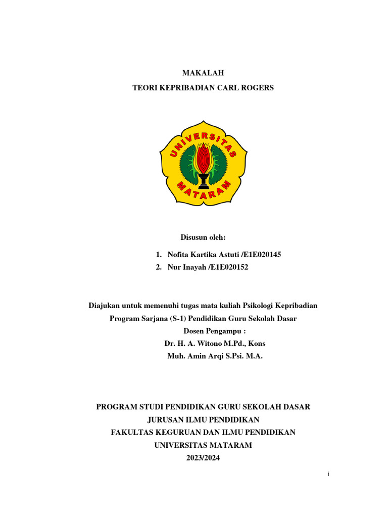 Makalah Kel. 4 Teori Kepribadian Carl Rogers | PDF | Filsafat | Sains ... Makalah Kel. 4 Teori Kepribadian Carl Rogers | PDF | Filsafat | Sains ...