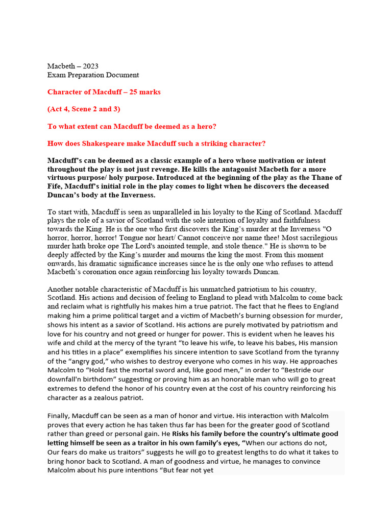 Macbeth Exam Prep 2023 PDF | PDF | Macbeth
