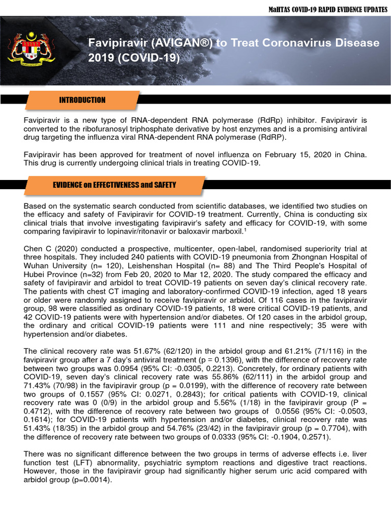 01 Favipiravir (AVIGAN®) To Treat Coronavirus Disease 2019 (COVID-19 ...