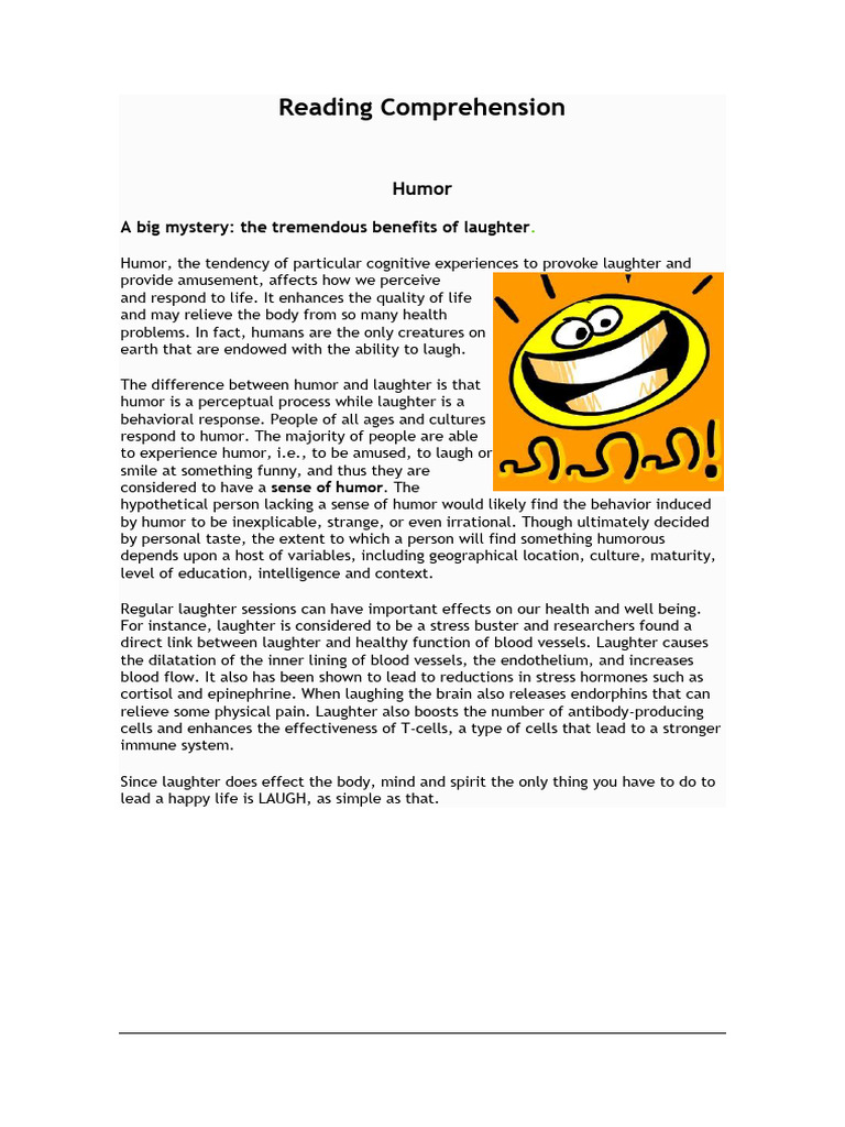 Reading Comprehension humor . General english | Download Free PDF ...