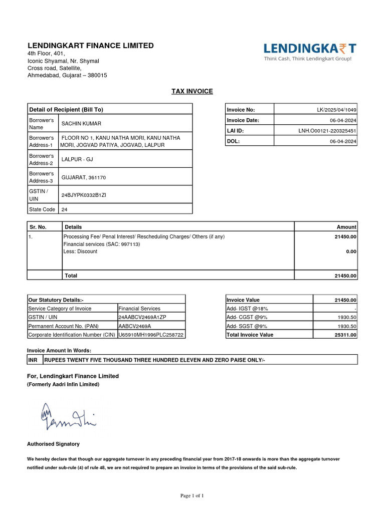 LAI-122470246 - GST Invoice | Download Free PDF | Invoice | Taxes