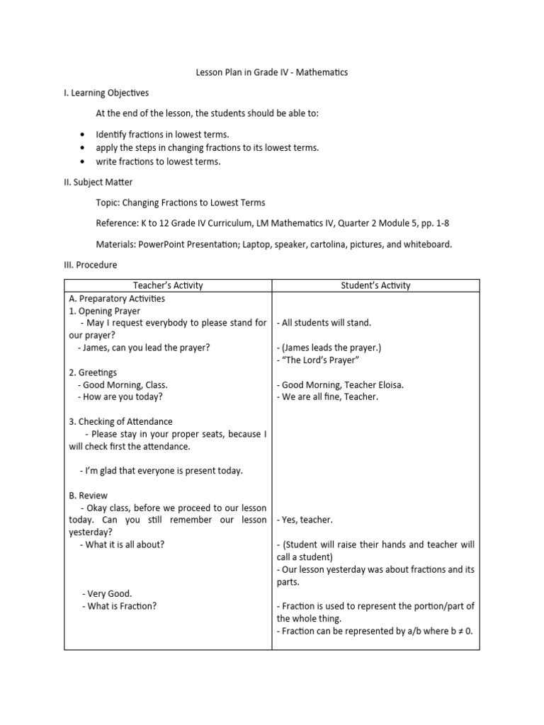 Detailed Lesson Plan in Mathematics | PDF | Elementary Mathematics | Arithmetic