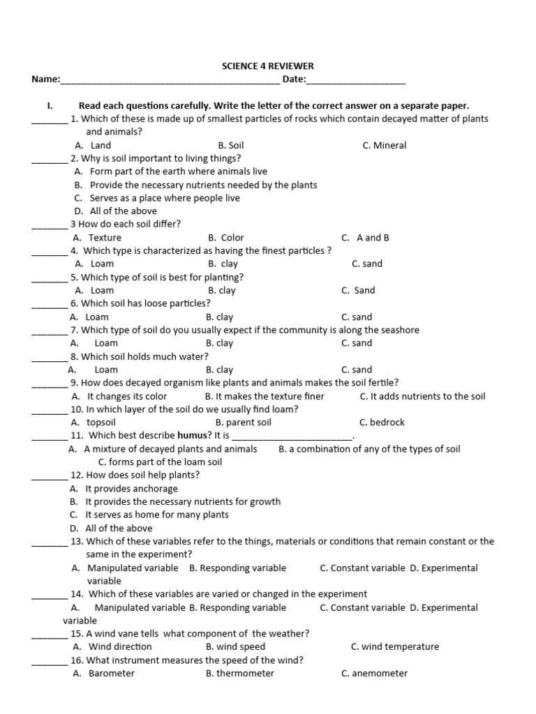 PT - Science 4 - Q4 V2 | PDF | Soil | Loam