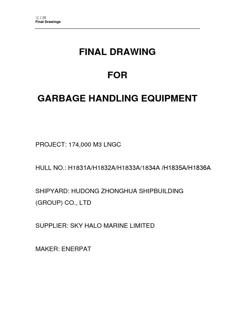 Final Drawing For Garbage Handline Equipment | PDF | Pump | Switch