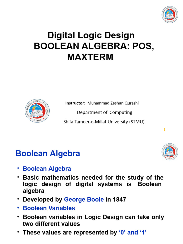 Lecture 11 SOP, POS, MINTERM MAXTERM | PDF | Boolean Algebra | Teaching ...