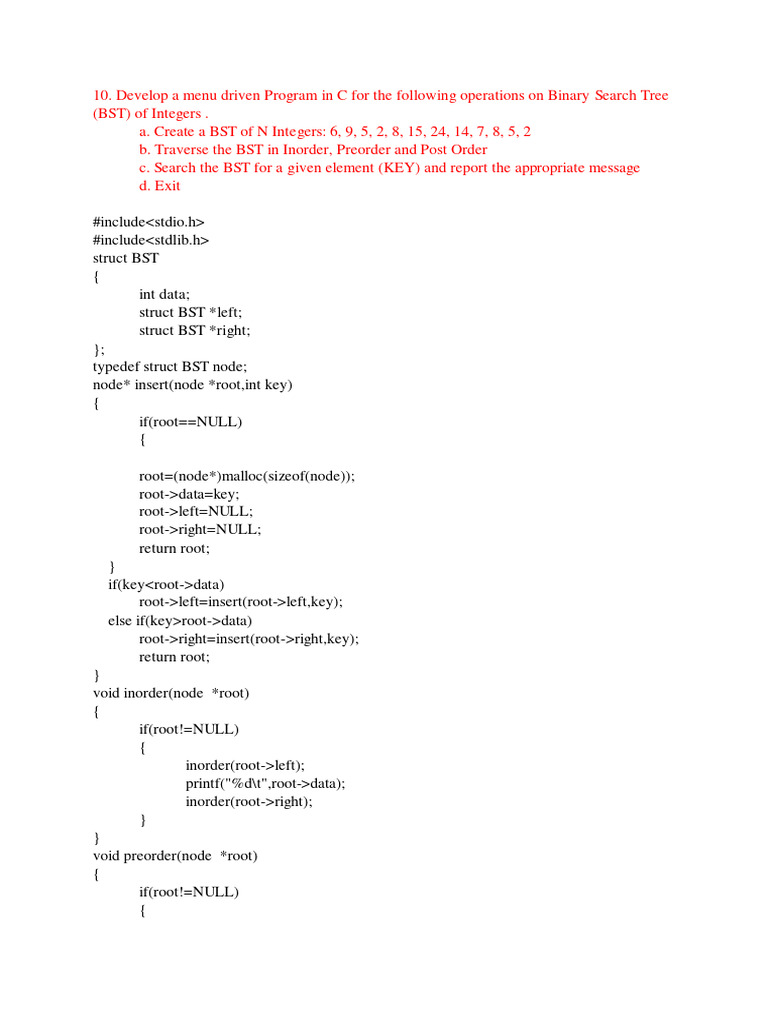 Lab Program 10 Pdf Algorithms And Data Structures Computer Programming