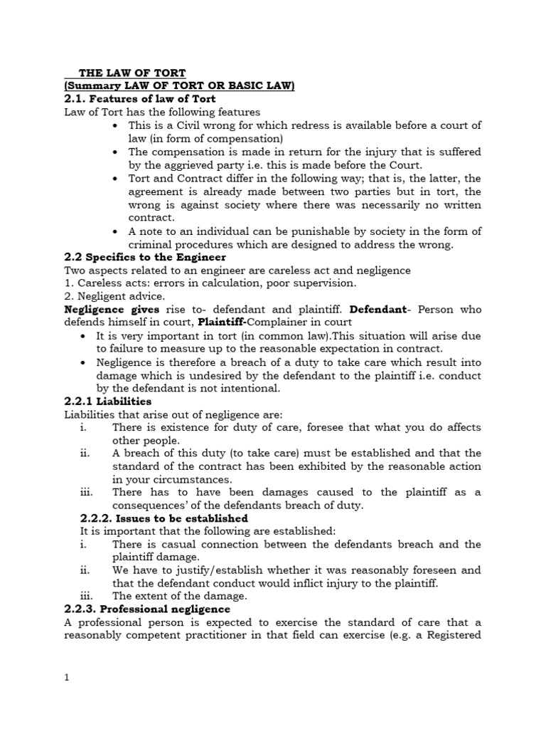 Understanding Tort Law and Engineer Obligations | PDF | Tort | Damages