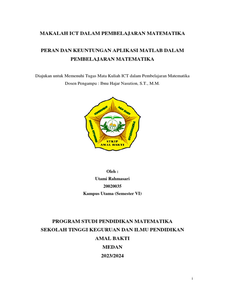 Makalah Matlab, Ict Pembelajaran Matematika | PDF | Seni | Teknologi & Rekayasa