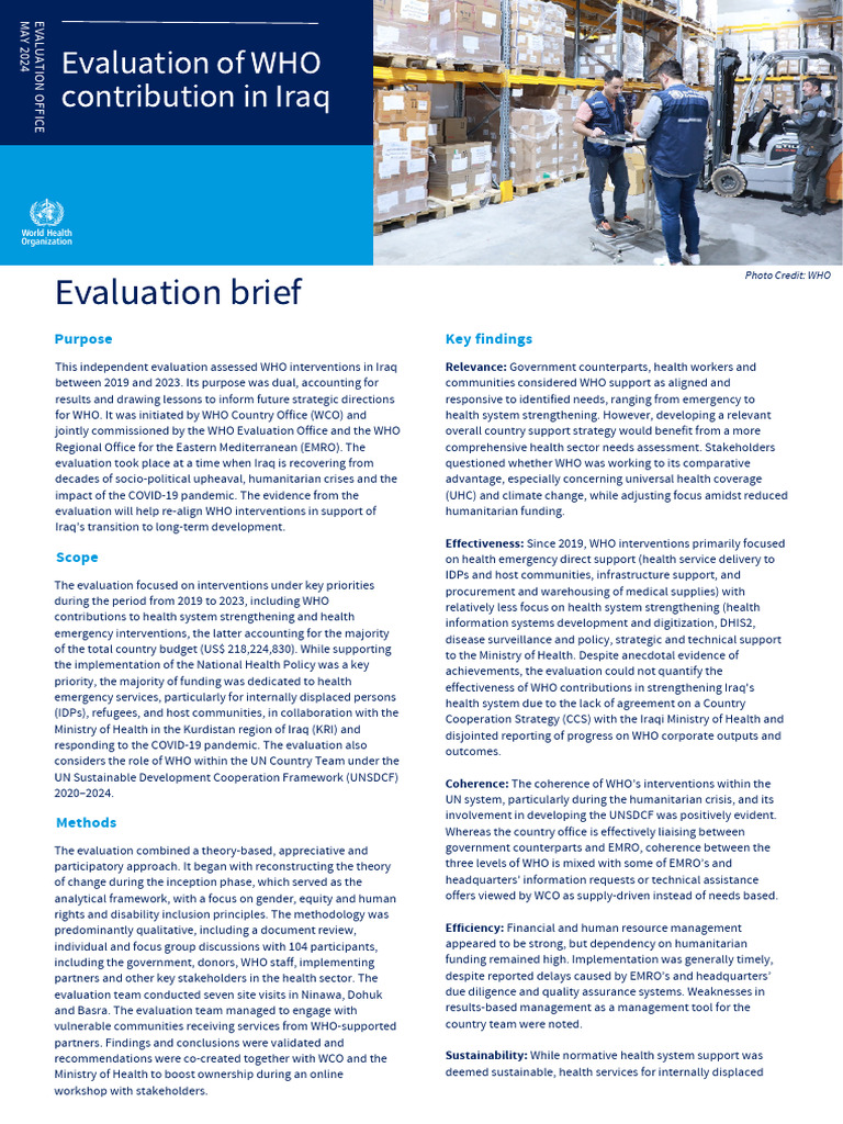Brief - Who Iraq Contribution - Final | PDF | World Health Organization ...