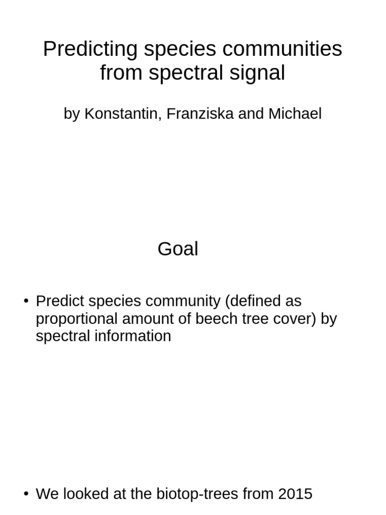 Predicting Species Communities From Spectral Signal Pdf