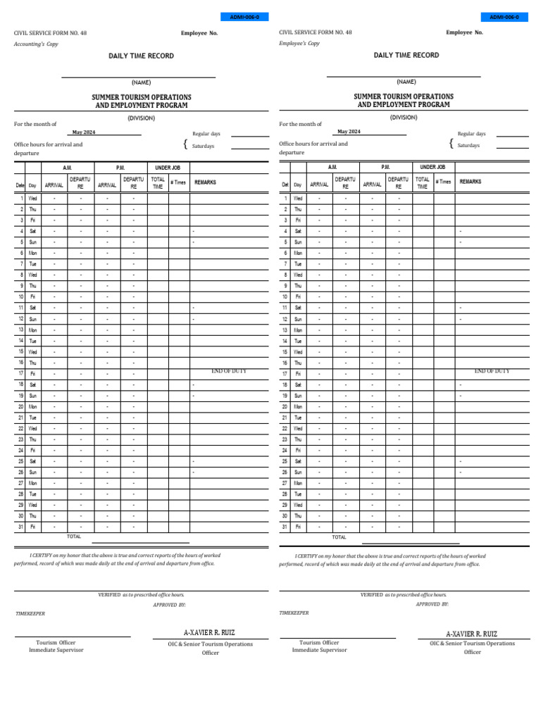 Batch 2 DTR May 1-31 | PDF | Labor | Business