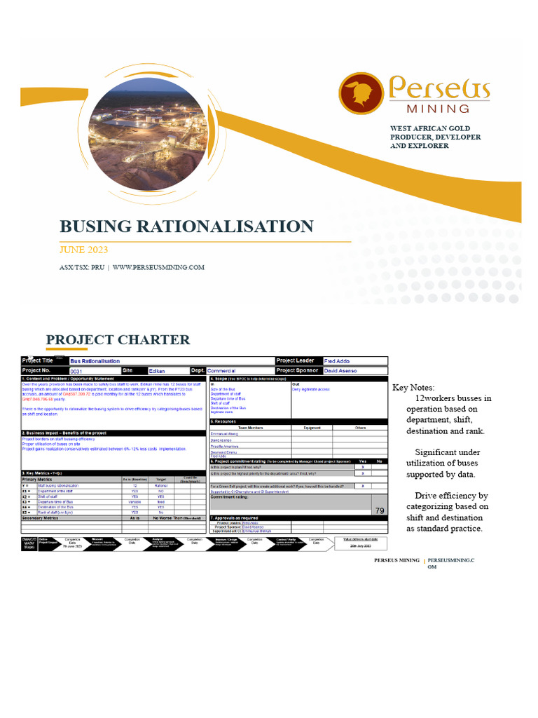 FW Busing Rationalisation - Pilot Improvement Plan | PDF