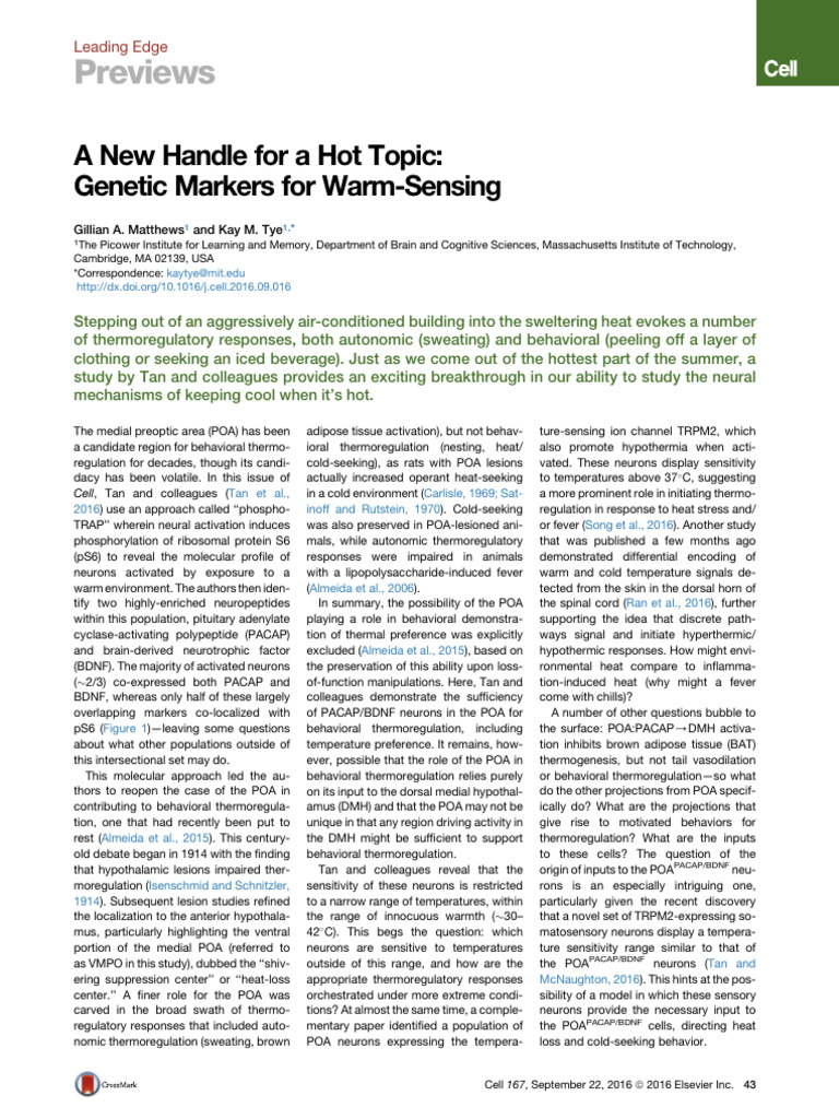 A New Handle For A Hot Topic Genetic Markers For | PDF | Fever ...
