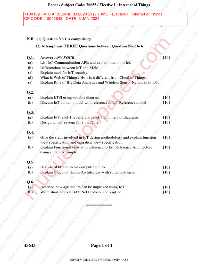Technology - Mca Master of Computer Applications - Semester 2 - 2023 - December - Elective 1 ...