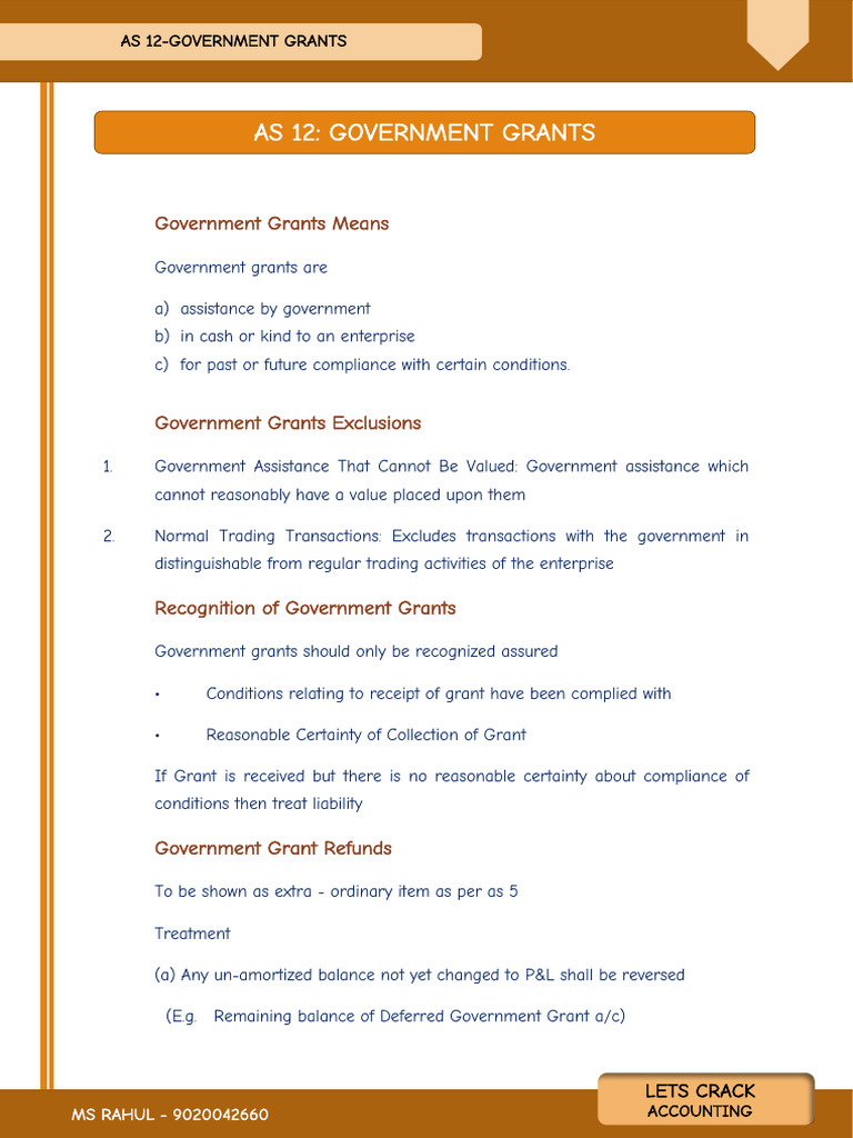 Understanding AS 12: Government Grants | PDF | Depreciation | Income Statement