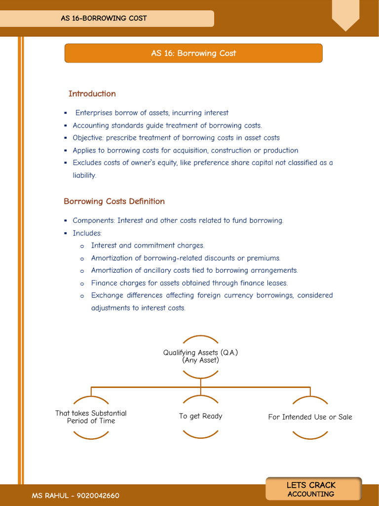 AS 16 Borrowing Cost Notes | PDF | Debt | Expense