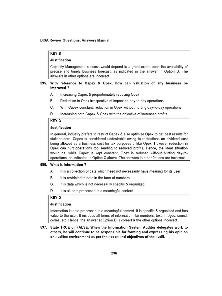DISA Review Questions, Answers Manual | Download Free PDF | Audit ...