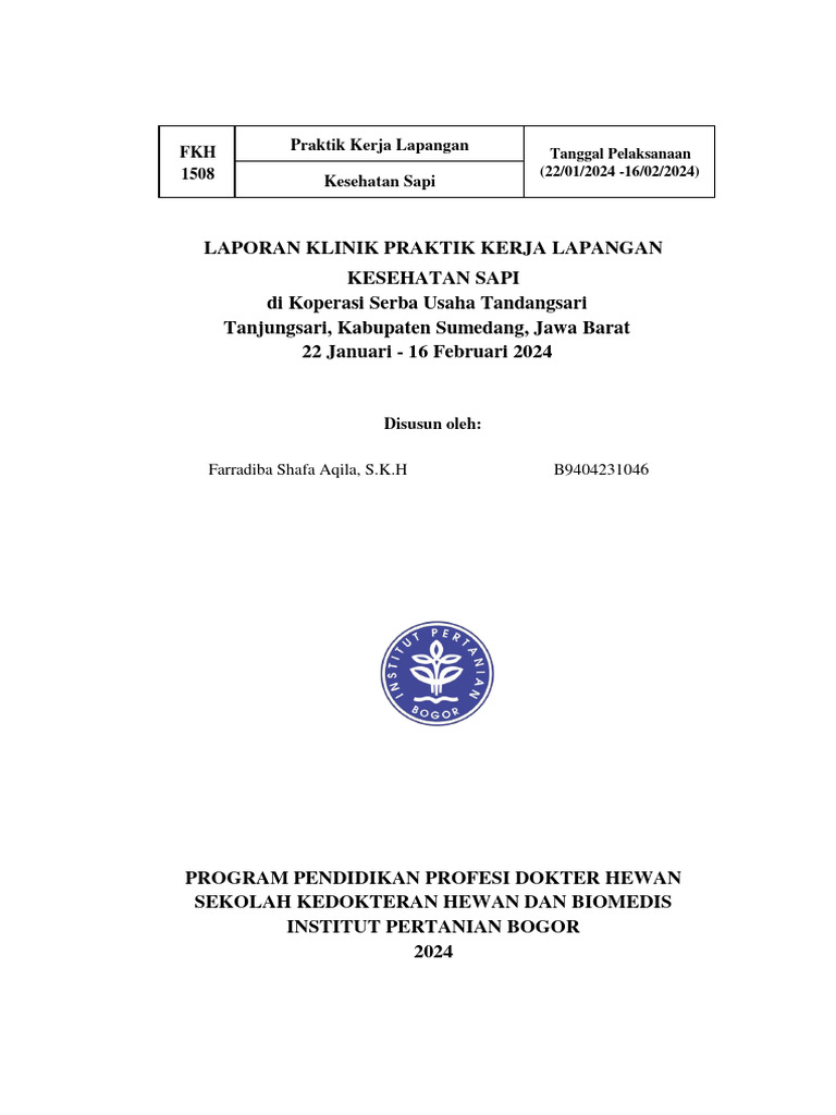 Final - Laporan Akhir Klinik - PKL Saper KSU Tandangsari, Sumedang | PDF | Pengembangan Diri ...