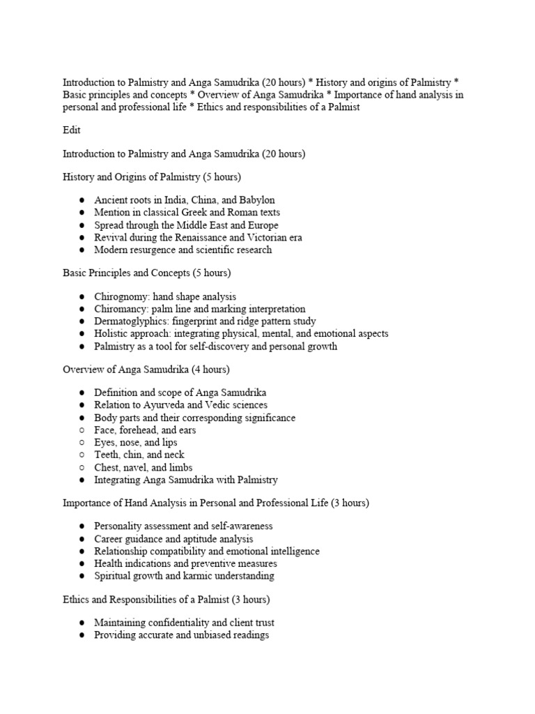 Introduction To Palmistry and Anga Samudrika | PDF