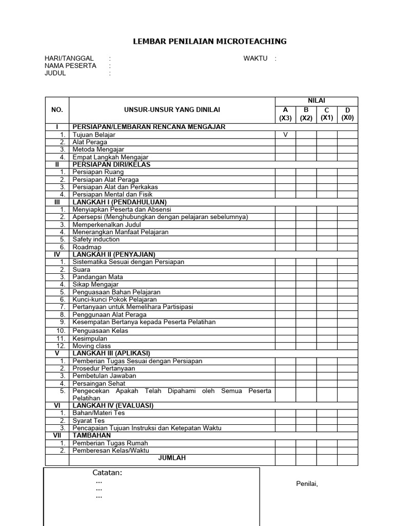 2.Lembar Penilaian Microteaching | PDF