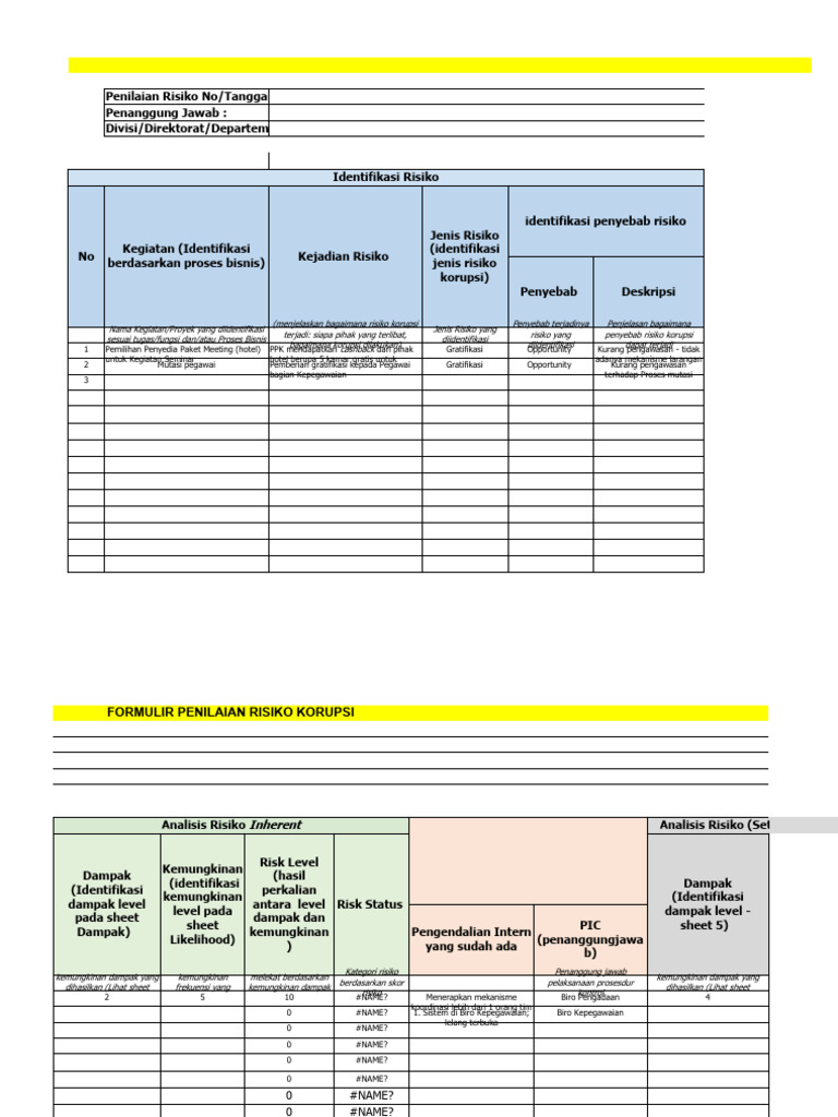 Contoh Form Penilaian Risiko Korupsi (CRA) | PDF