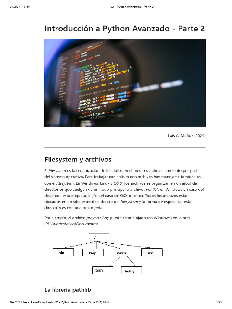 Gestión de Archivos con Path en Python | PDF | Python (lenguaje de ...