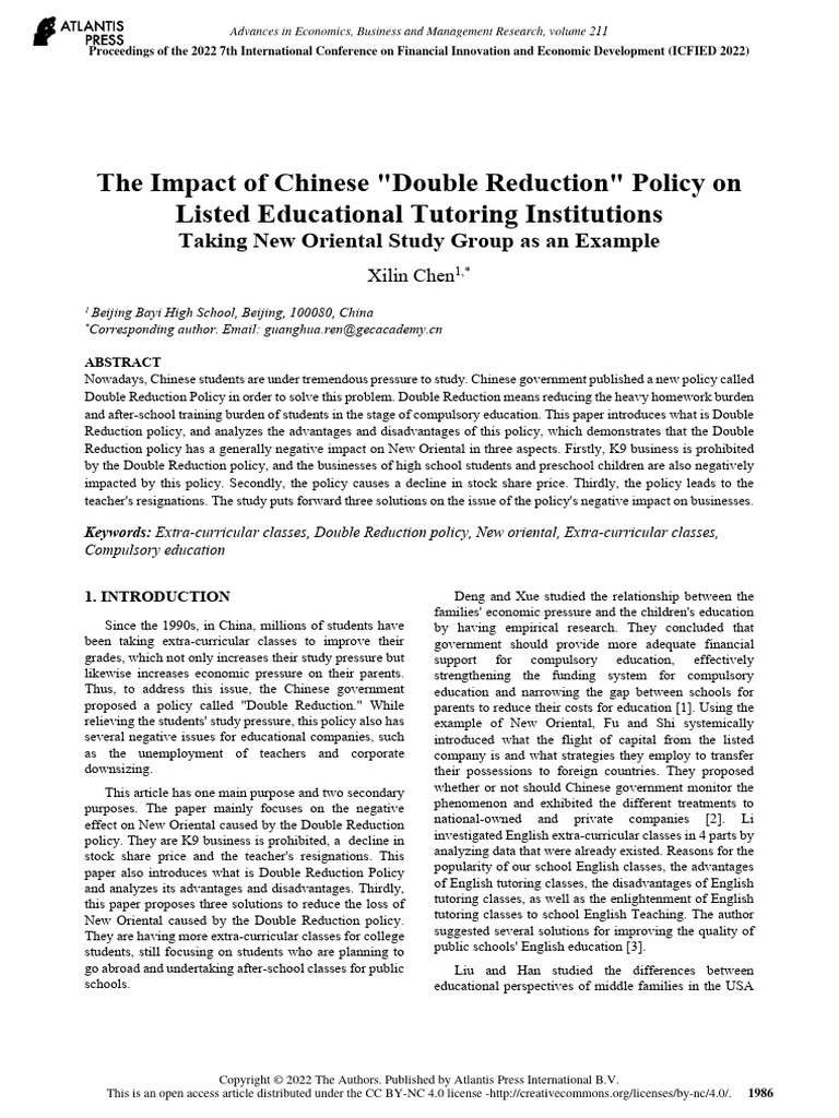 Double reduction policy | PDF | Teachers | Schools