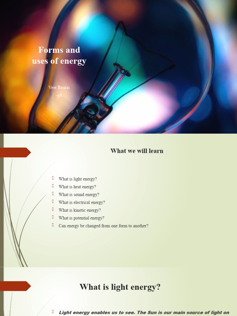 Types and Uses of Energy Explained | PDF | Potential Energy | Kinetic ...