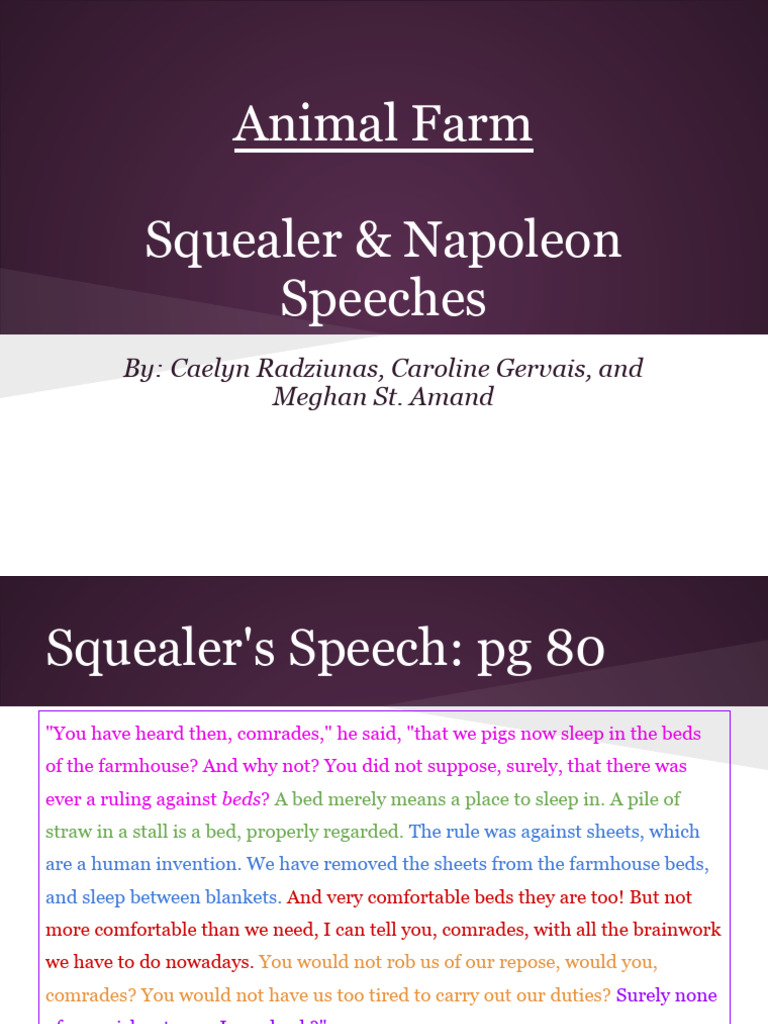 Analyzing Squealer and Napoleon's Speeches | PDF | Young Adult ...