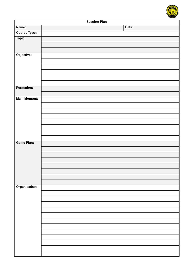 Sports Session Plan Template | PDF