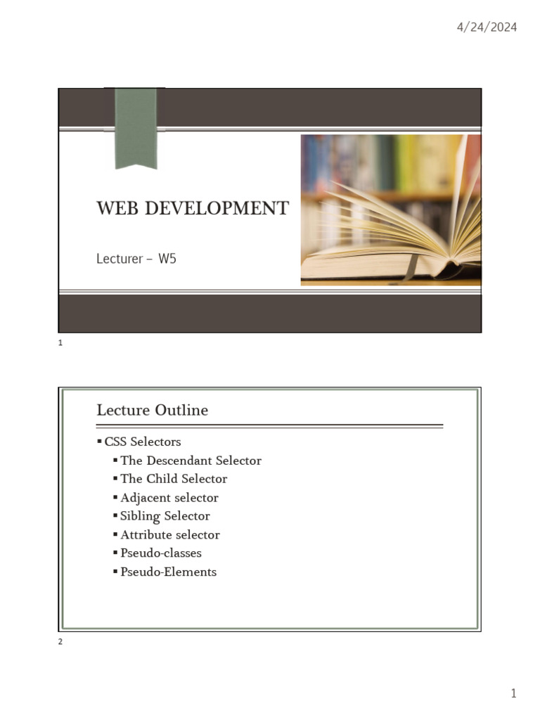 Lec-10 W5 - (CSS-Selectors Part 2) | PDF | Web Development | World Wide Web