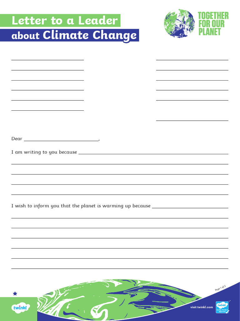COP26 Letter To A Leader Writing Templates-Ages-7-9 | PDF | Climate ...