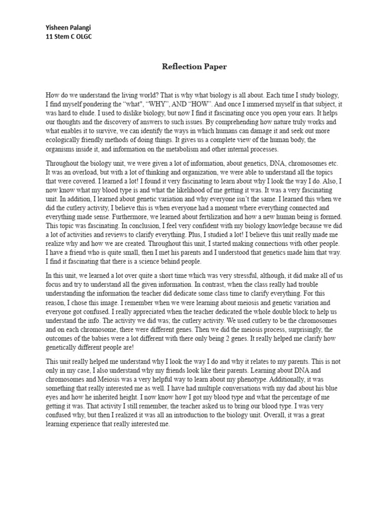 Reflection Paper | Download Free PDF | Genetics | Gene