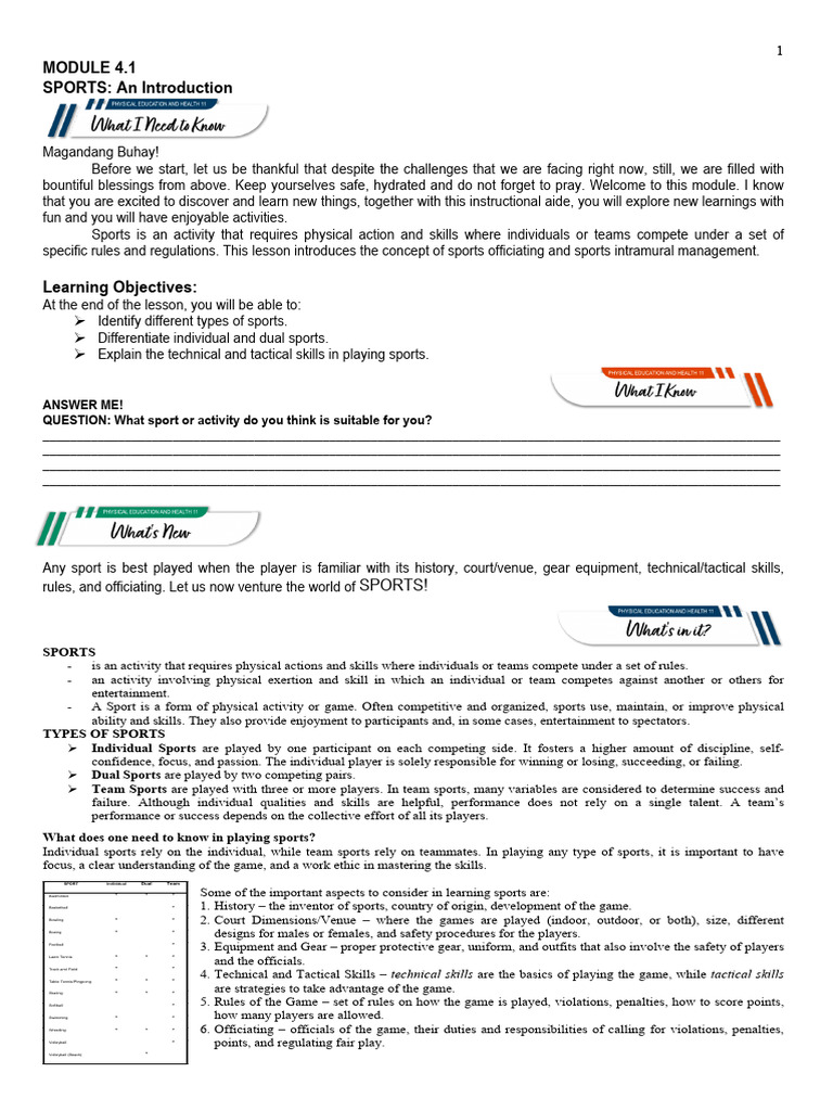 PE-MODULE | PDF | Physical Fitness | Track And Field