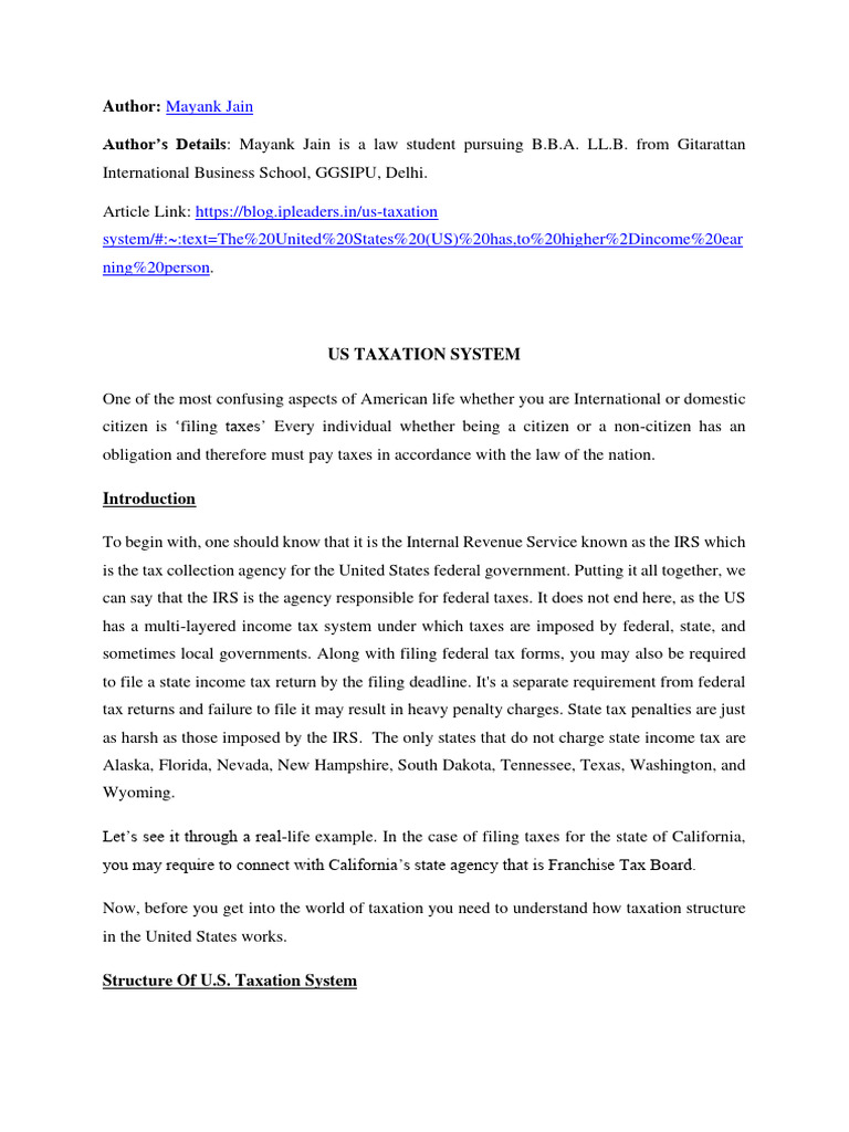 Us Taxation Updated | PDF | Taxation In The United States | S Corporation