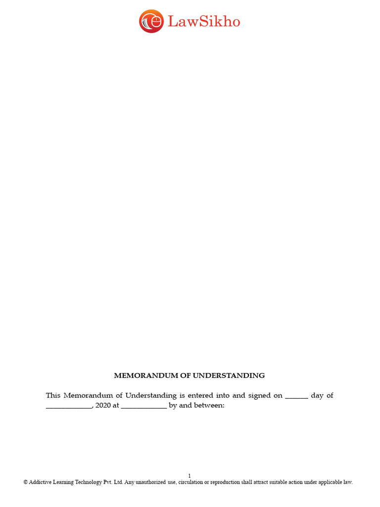 Memorandum of Understanding Template | PDF | Memorandum Of ...