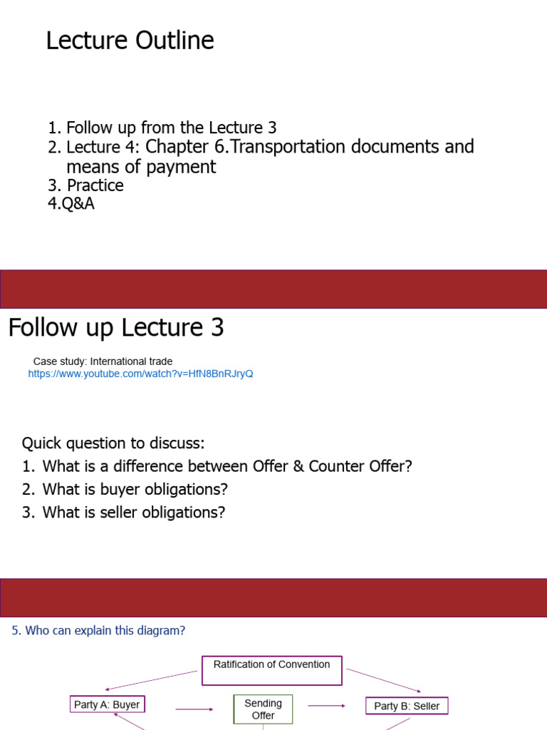 Lecture 4 - Chapter | PDF | Bill Of Lading | Letter Of Credit
