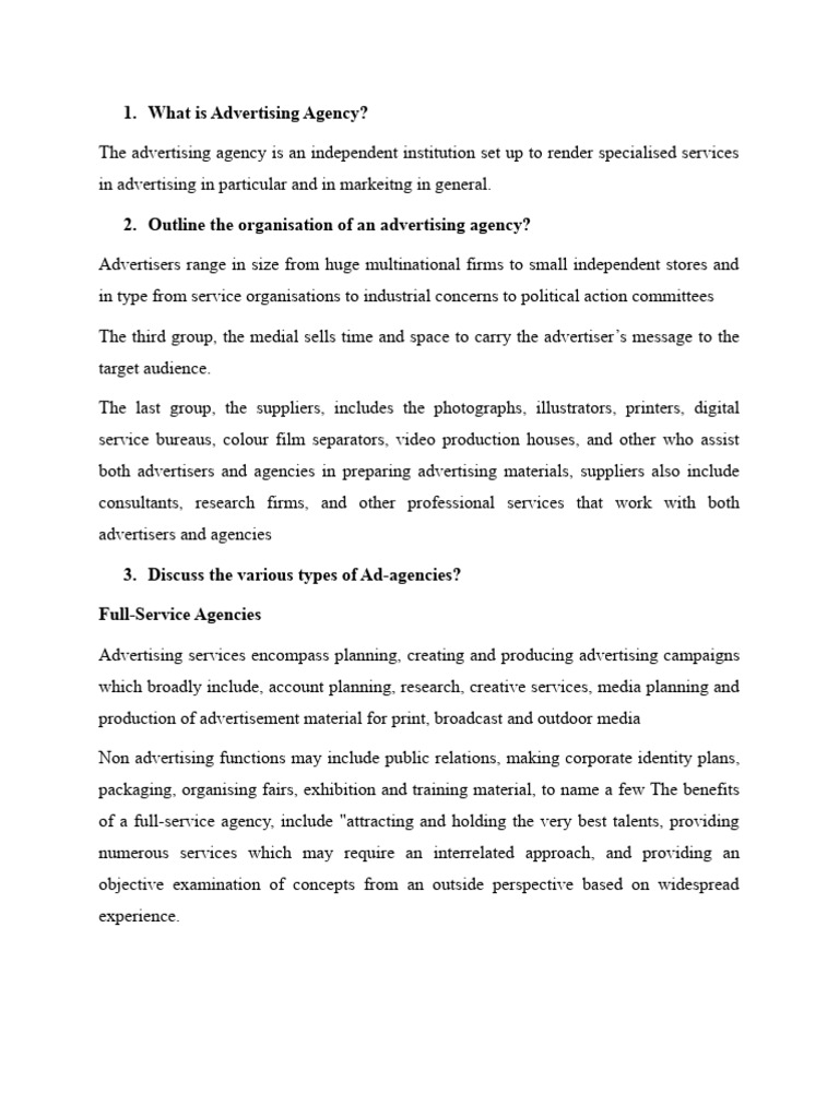 What Is Advertising Agency | PDF | Outsourcing | Advertising