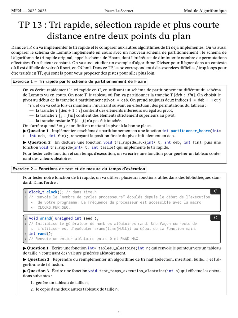TP13 | PDF | Informatique théorique | Algorithmes et structures de données
