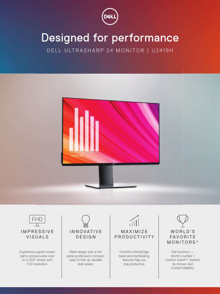 Dell UltraSharp 24 Monitor U2419H Data Sheet | PDF | Computer Monitor | Computing