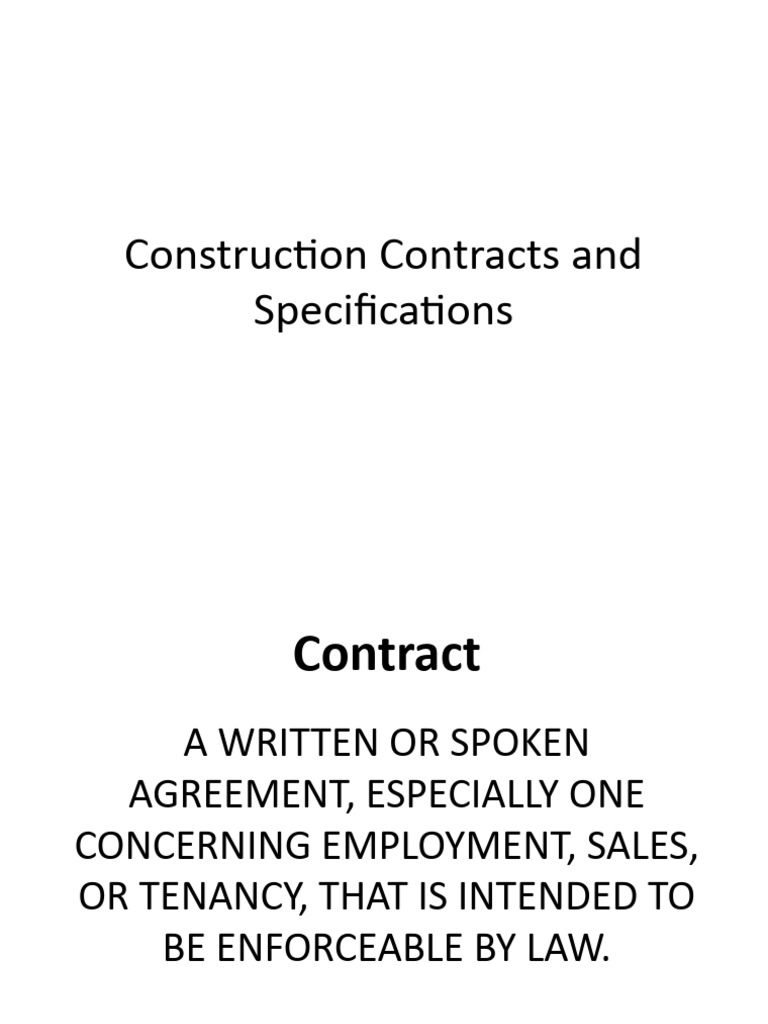 Construction Contracts and Specifications | Download Free PDF ...