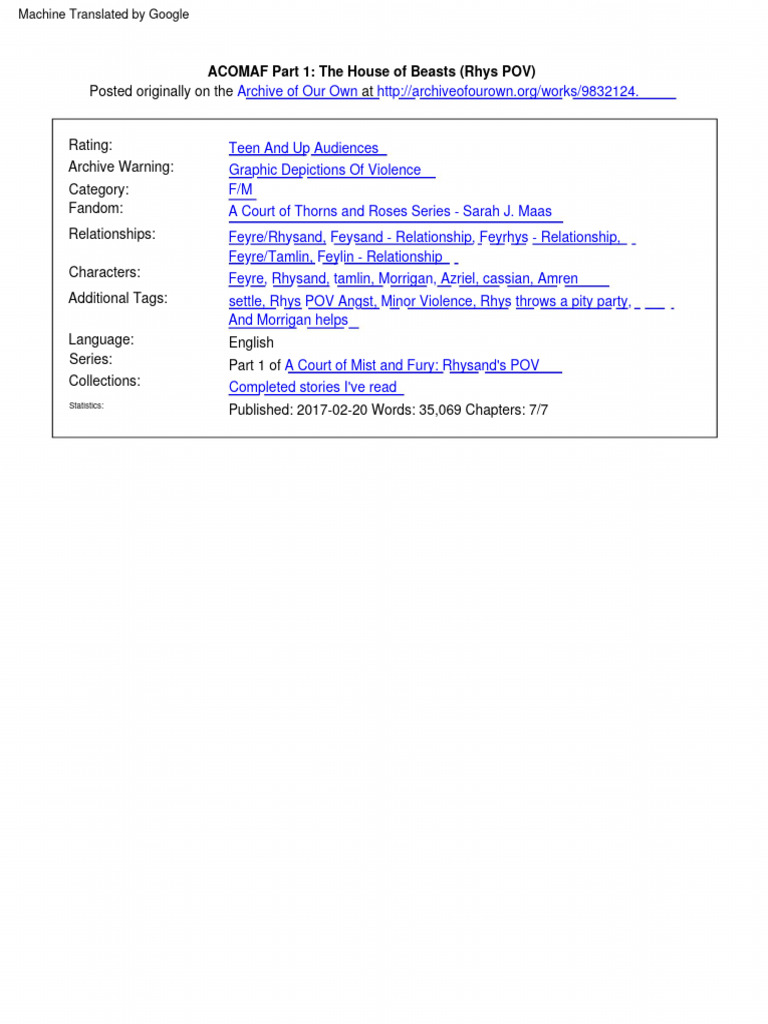 ACOMAF Part 1 The House | PDF