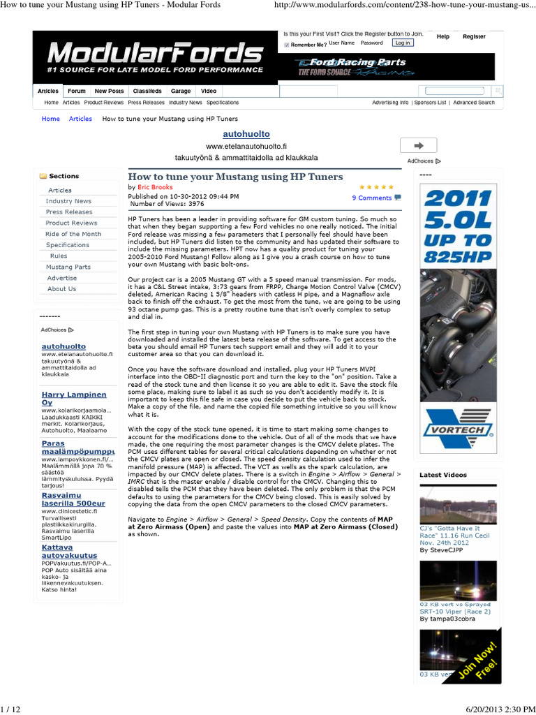 How To Tune Your Mustang Using HP Tuners - Modular Fords | Download ...